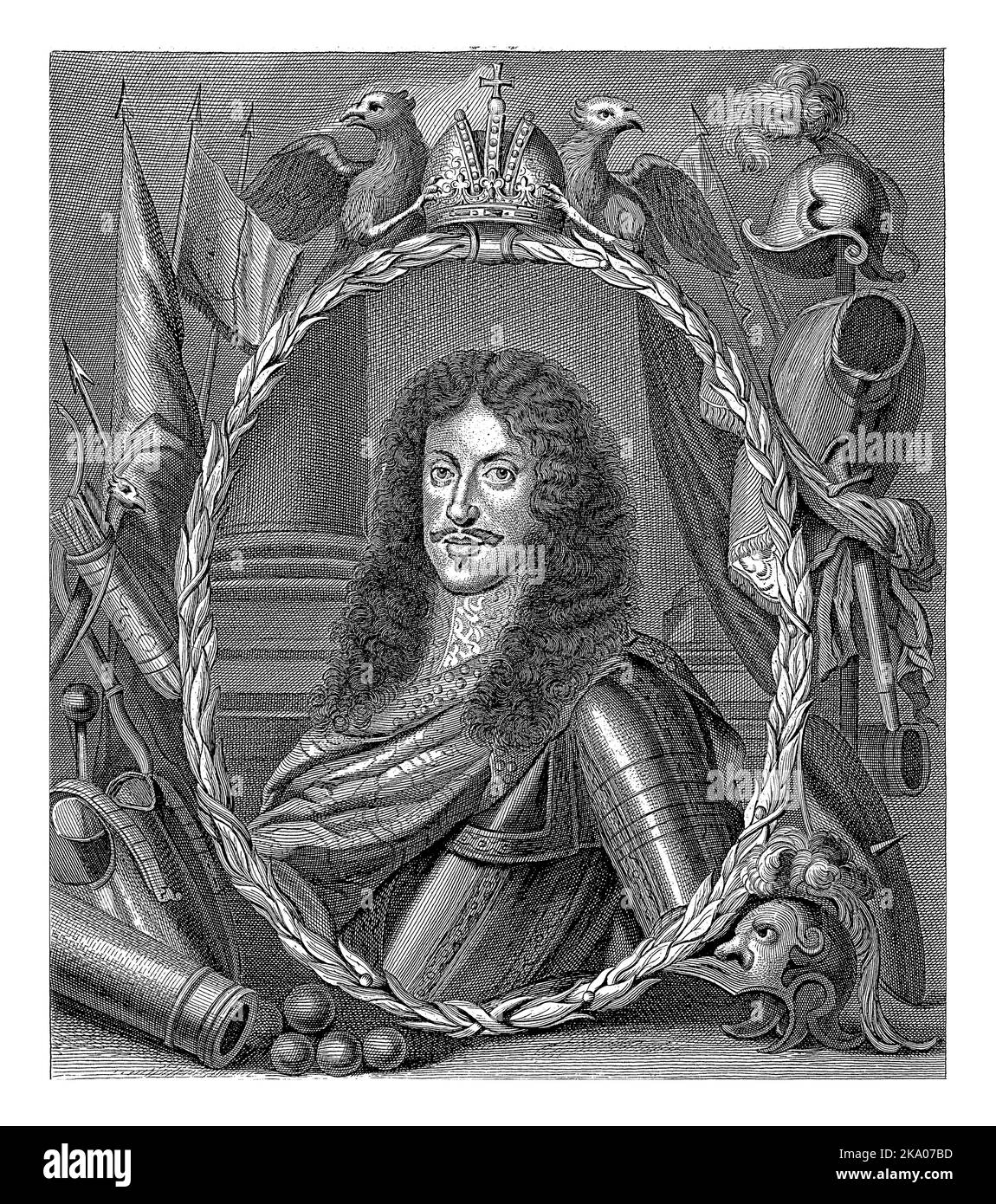 Portrait of Leopold I, Roman-German Emperor, dressed in armour, in a ...