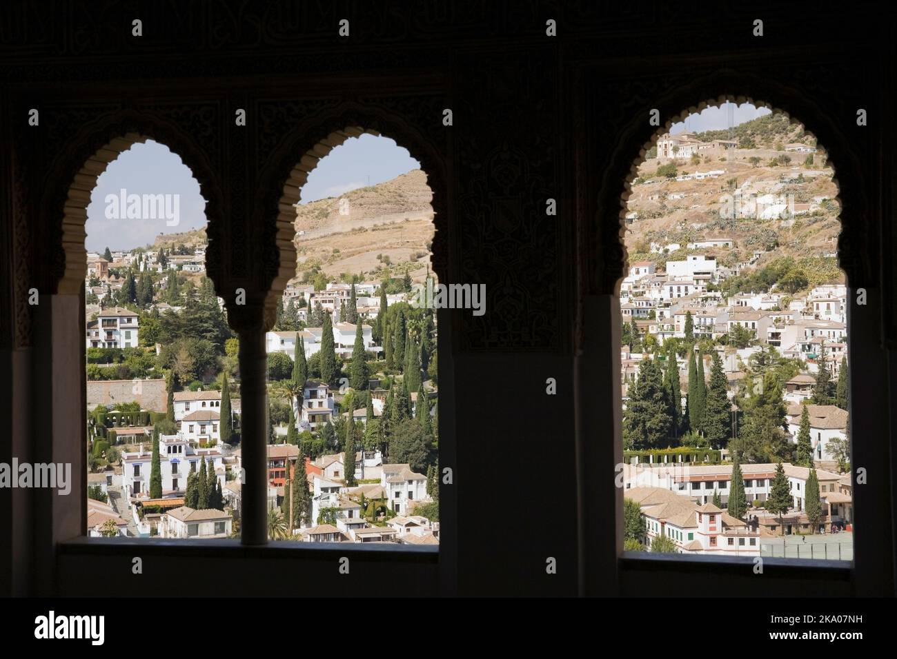 View of the Albaicin district in the city of Granada through the ...