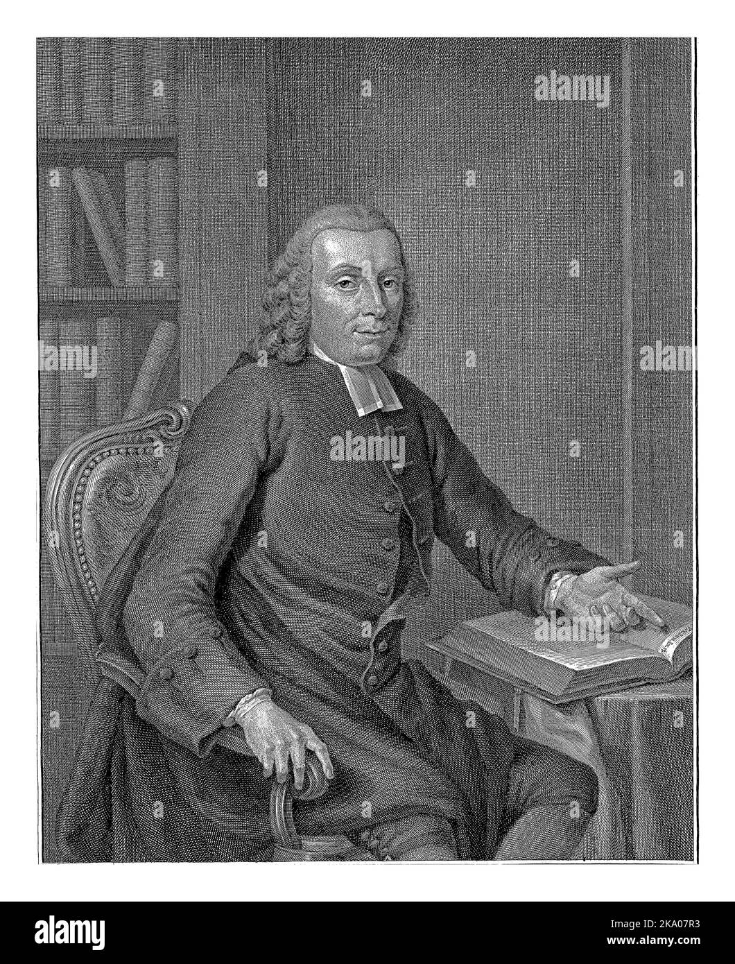 Knee piece by Ericus Fredericus Alberti, sitting at a table on which an ...