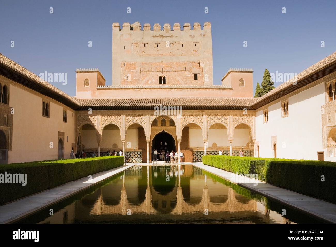 The Court of the Myrtles and the tower of Comares on the Alhambra ...