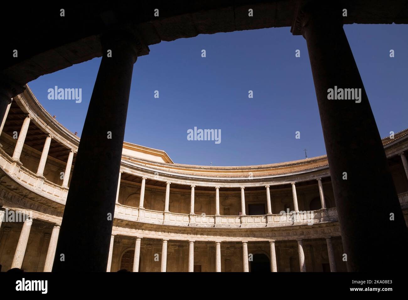Inner courtyard at the Charles the V palace on the Alhambra palace ...