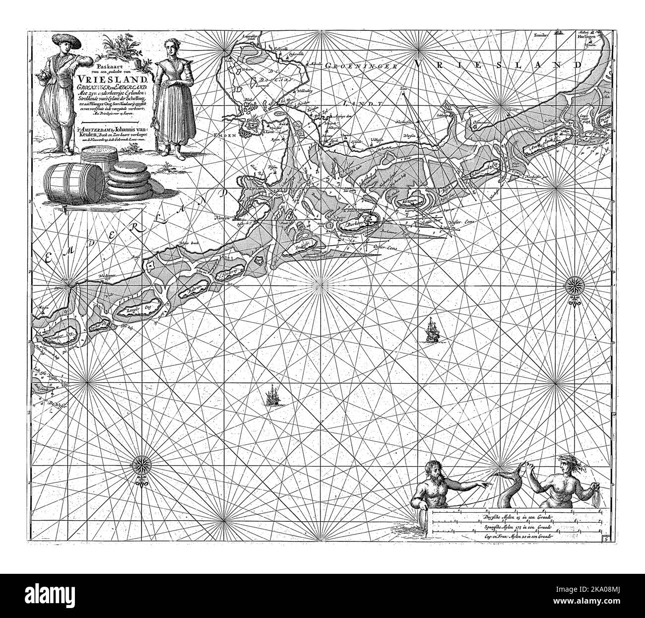 Passport map of the Dutch and German Wadden Islands, Friesland and ...