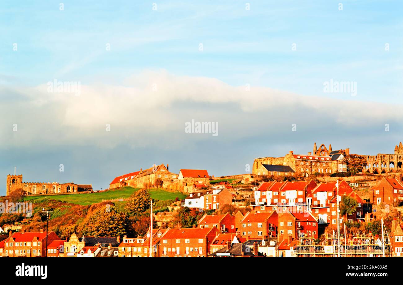 Church of St Mary and Whitby Abbey, Whitby North Yorkshire, England ...
