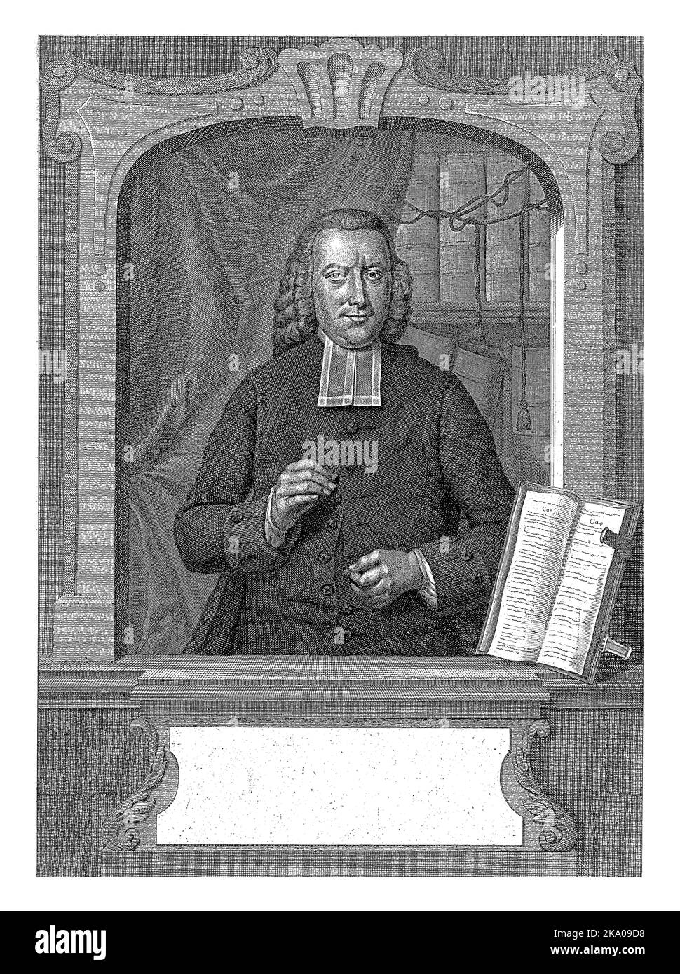 Half-length portrait of Johannes Hamelau in a window. In the background ...