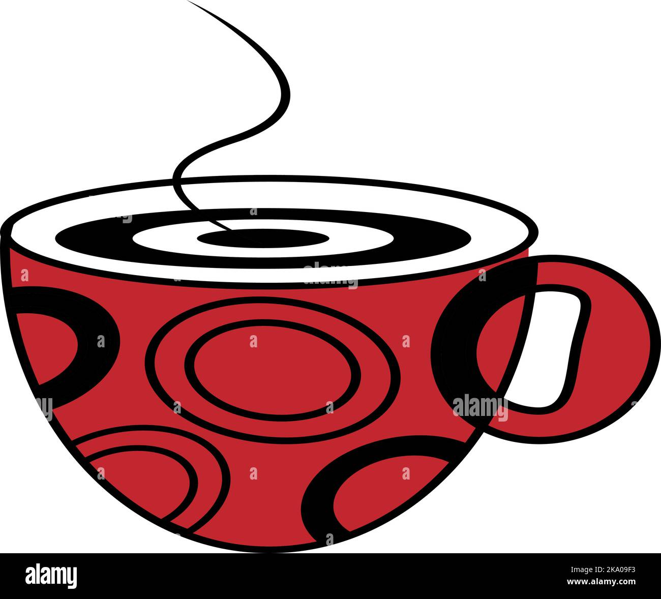 Abstract Stylized Large Cup With Circular Pattern And Streams Of Steam