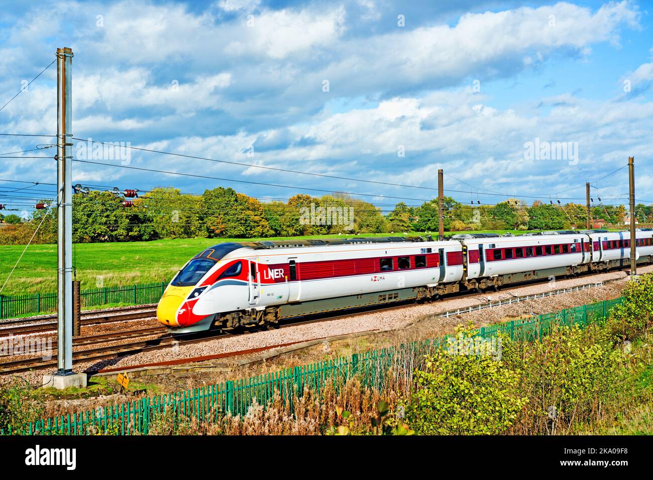 LNER Hitachi Train at Askam Bar, York, England Stock Photo - Alamy