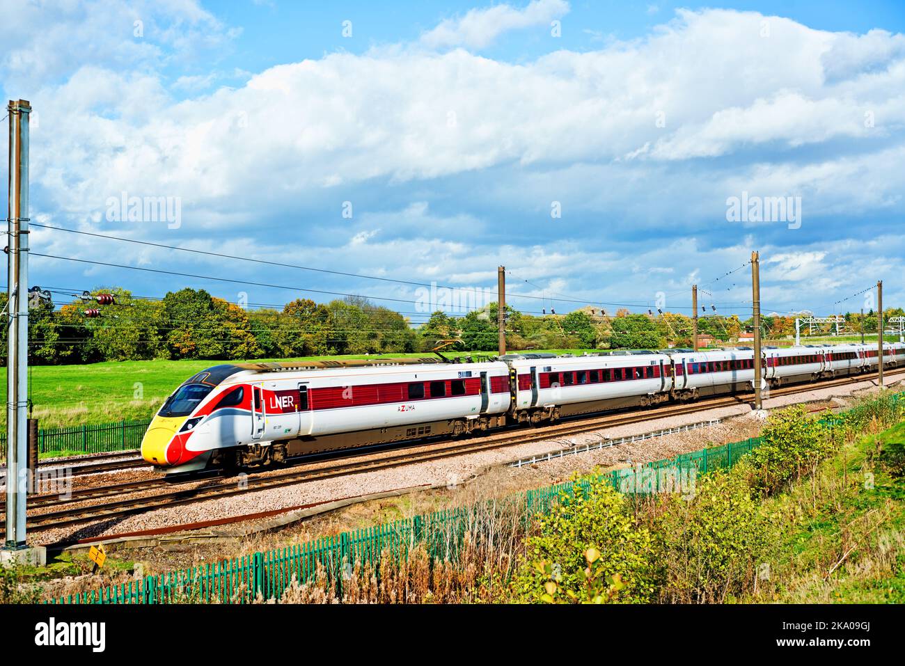 LNER Hitachi Train at Askam Bar, York, England Stock Photo - Alamy