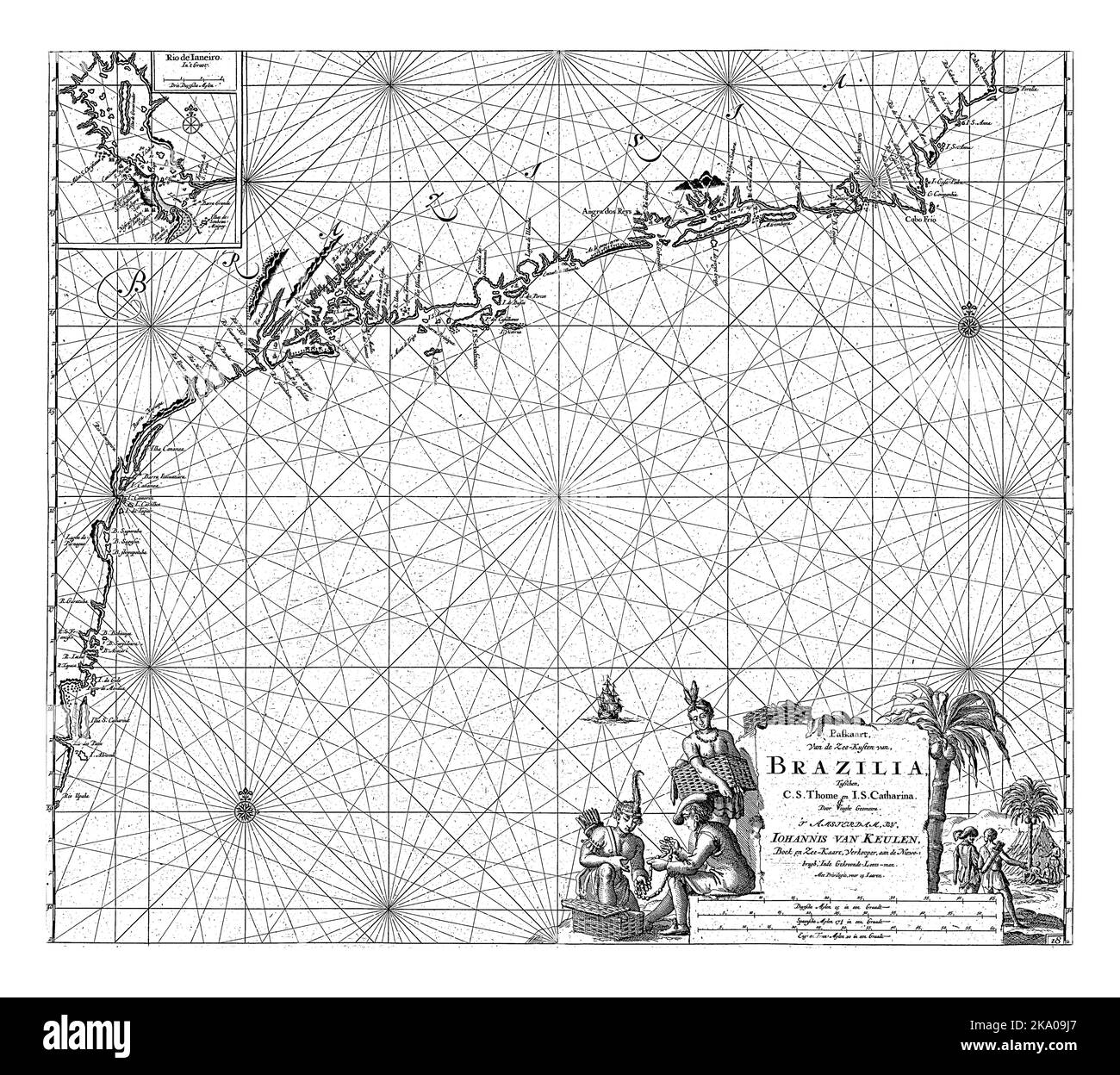 Passport map of part of the coast of Brazil, with an inset map of Rio ...