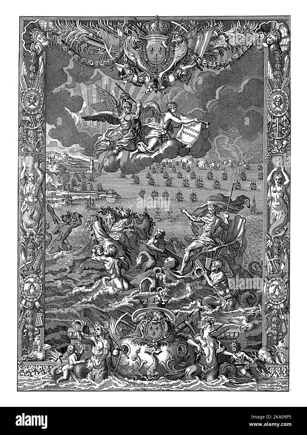 Neptune with tritons on a sea with ships, Jan van Vianen, 1693 Neptune ...