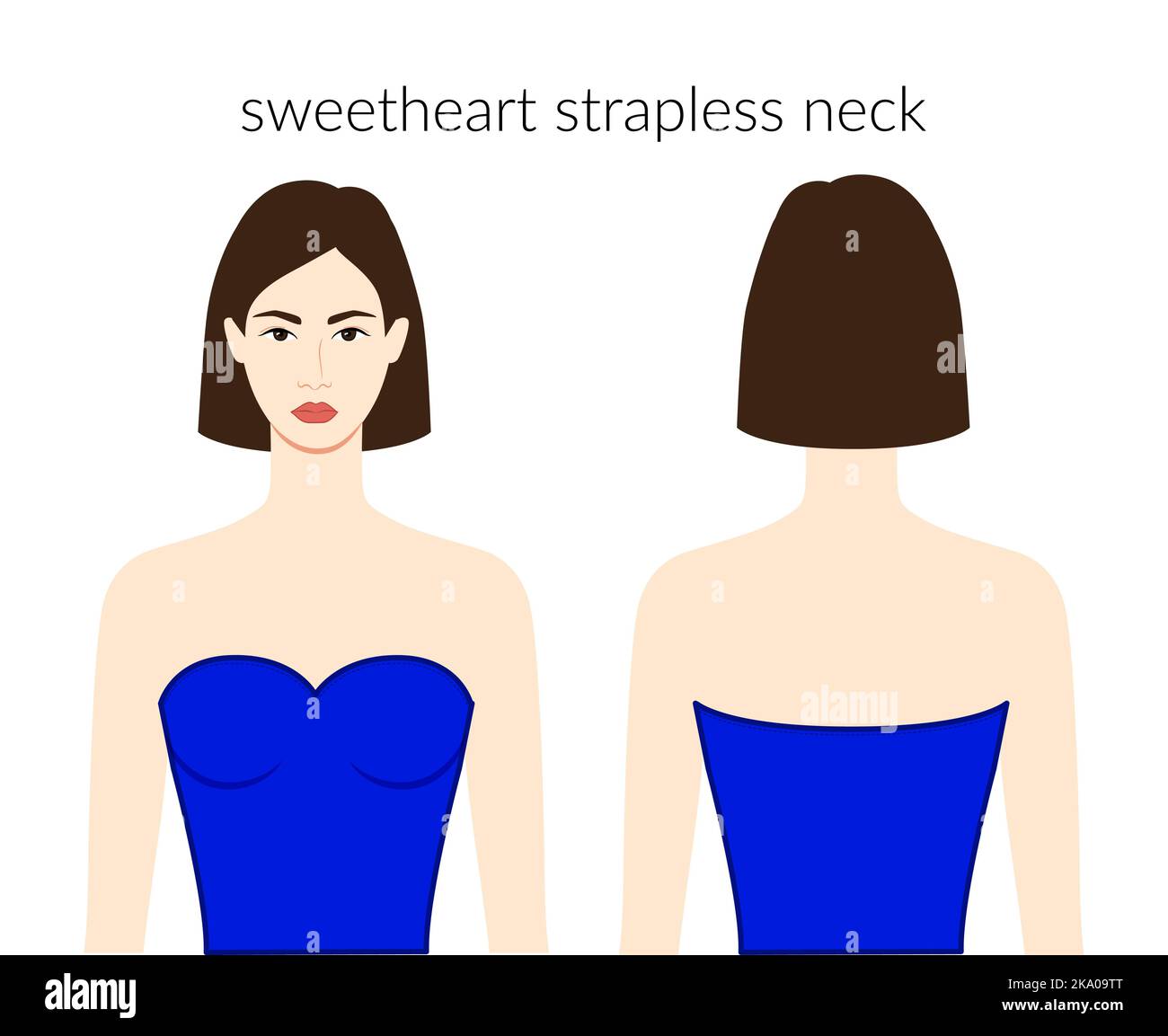 Sweetheart neckline strapless clothes character beautiful lady in blue ...