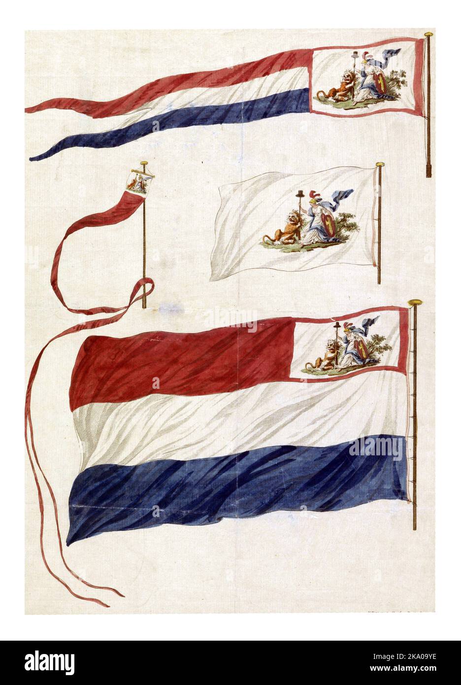 Flags of the Navy of the Batavian Republic, 1796, Hendrik Roosing, 1796 ...