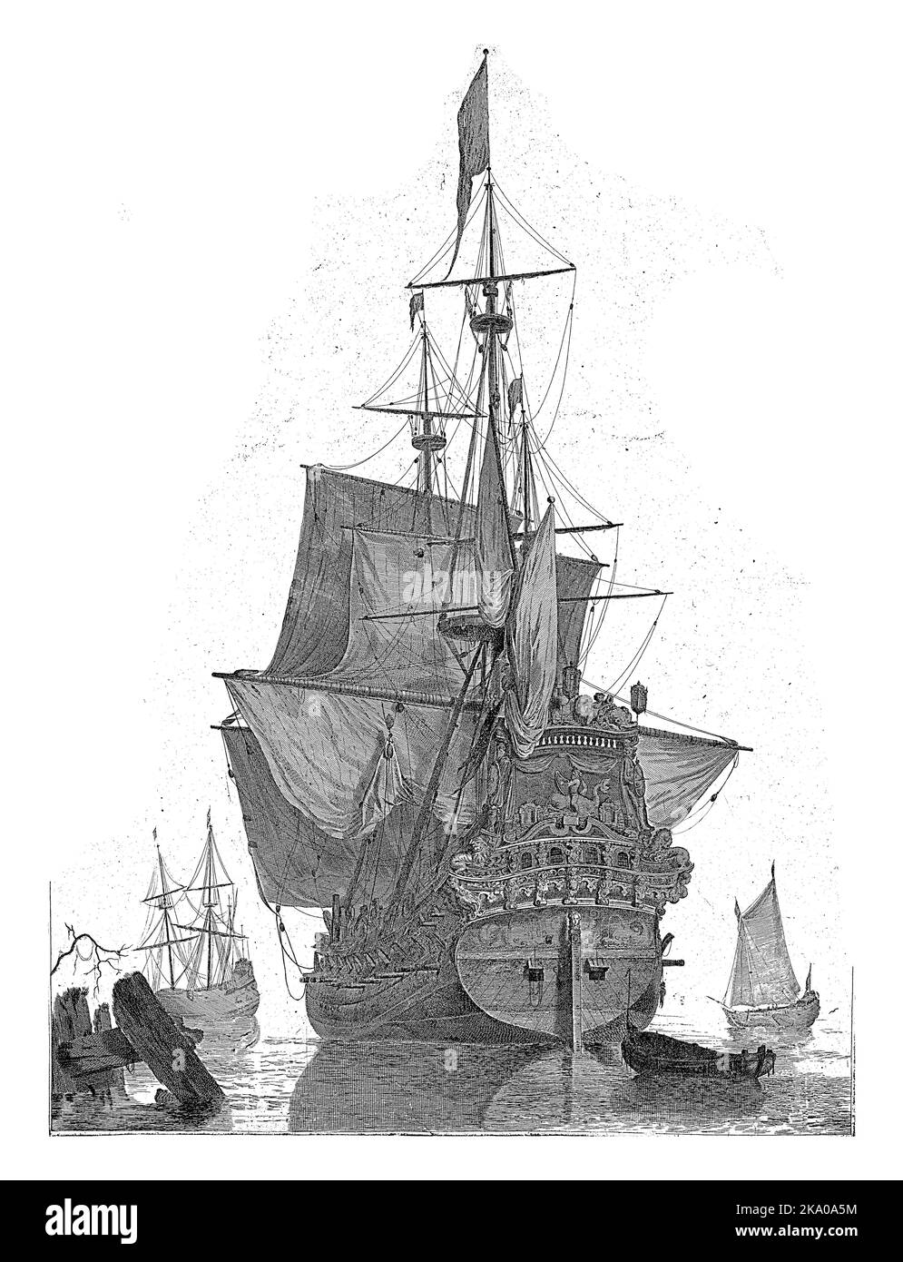 Dutch first-rate warship, seen on the transom. On the mirror Arion on ...