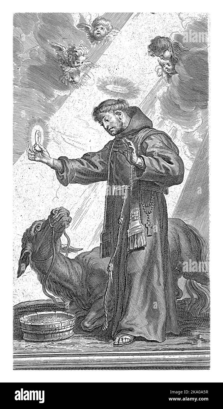 Saint Anthony of Padua Performs a Miracle with a Donkey Kneeling in ...