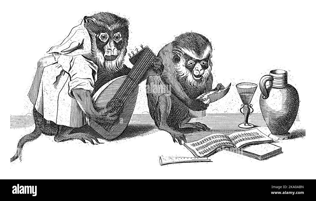 Vintage musical monkey Black and White Stock Photos & Images - Alamy