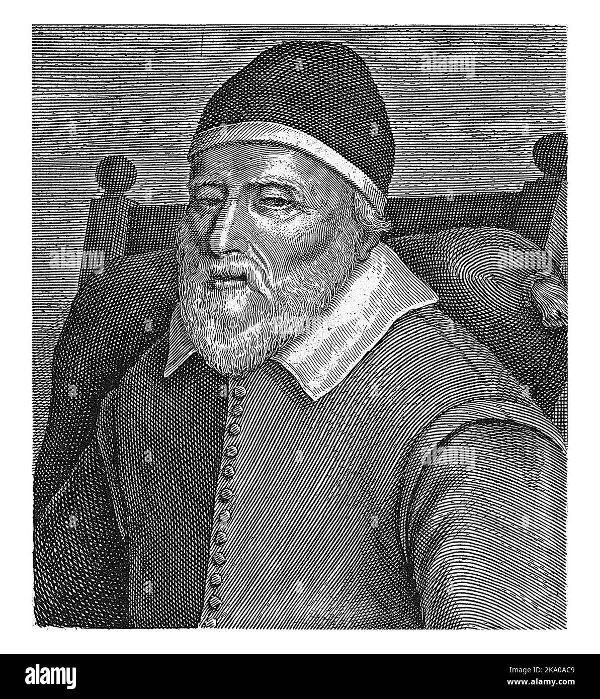 Portrait of the very old man Thomas Parr at the age of 152, according ...