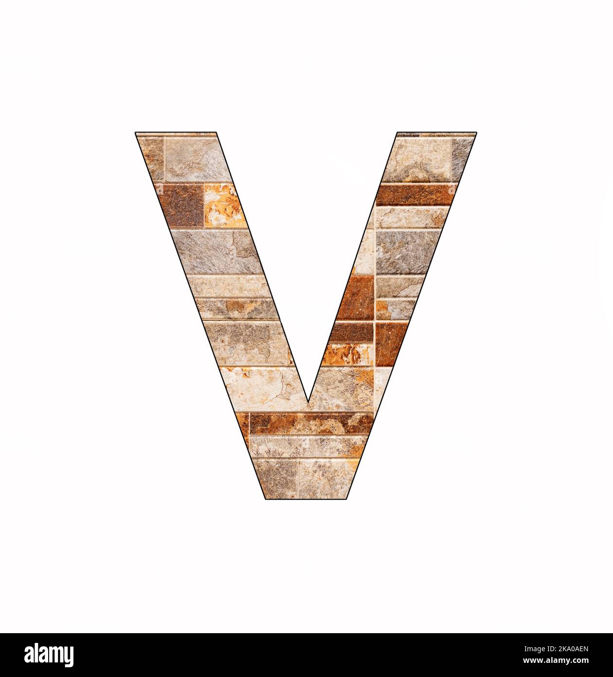 Alphabet letter V - Rustic tile background Stock Photo - Alamy