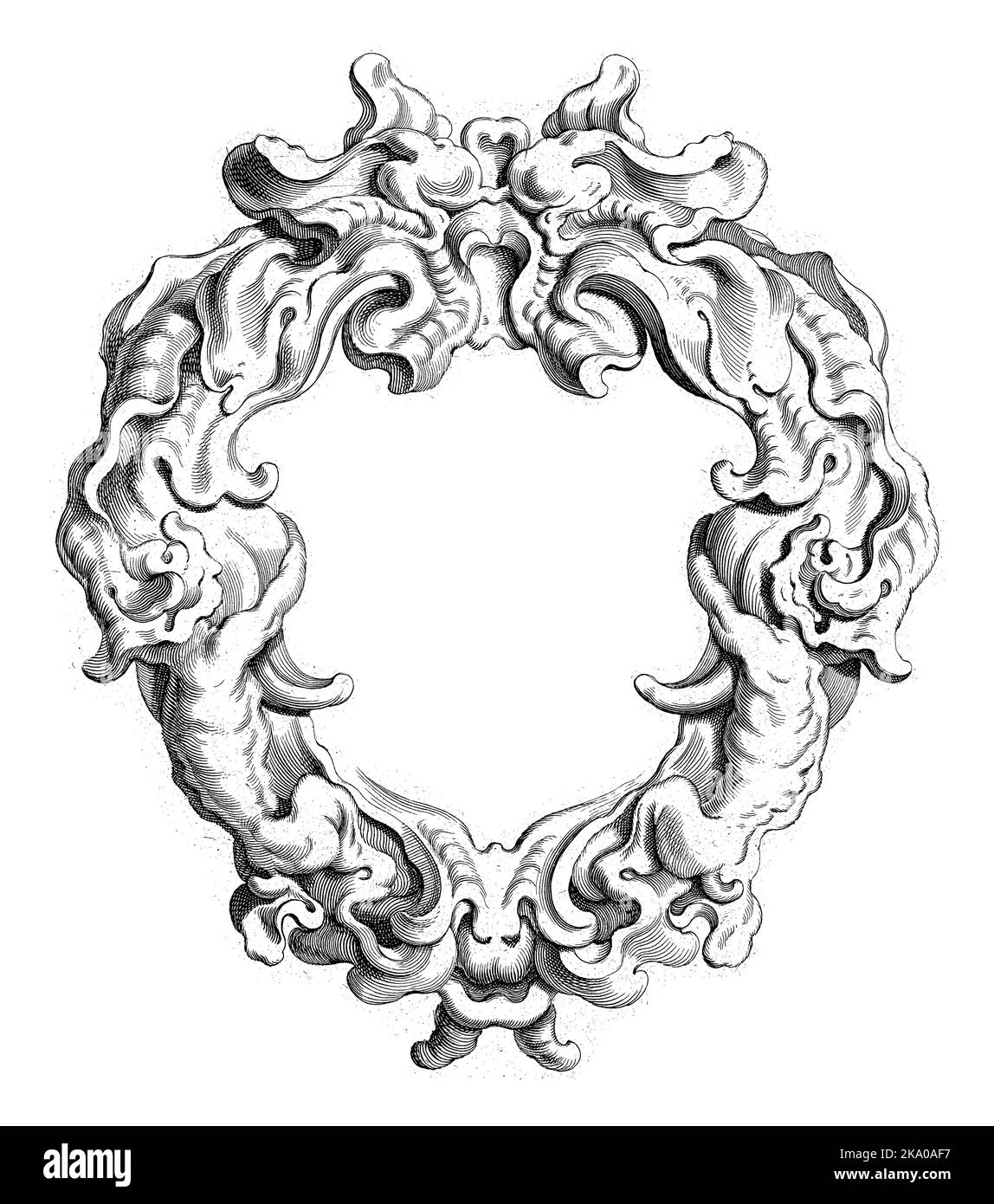 A Mask On Top Two Satyrs Cling To The Sides Of The Cartouche Their Heads And Hooves Hidden In