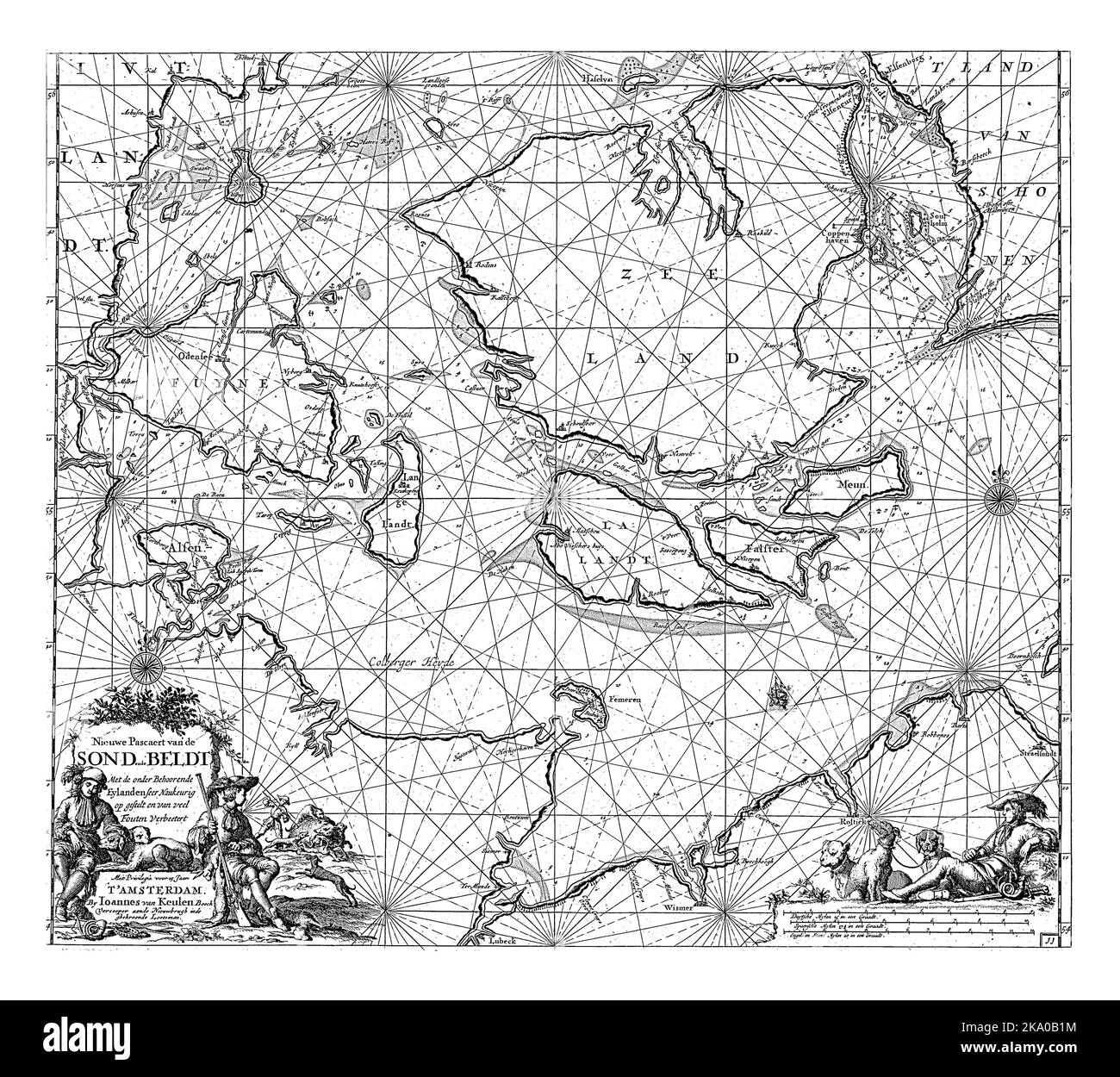 Passport map of the Danish Islands, showing a part of the coast of ...