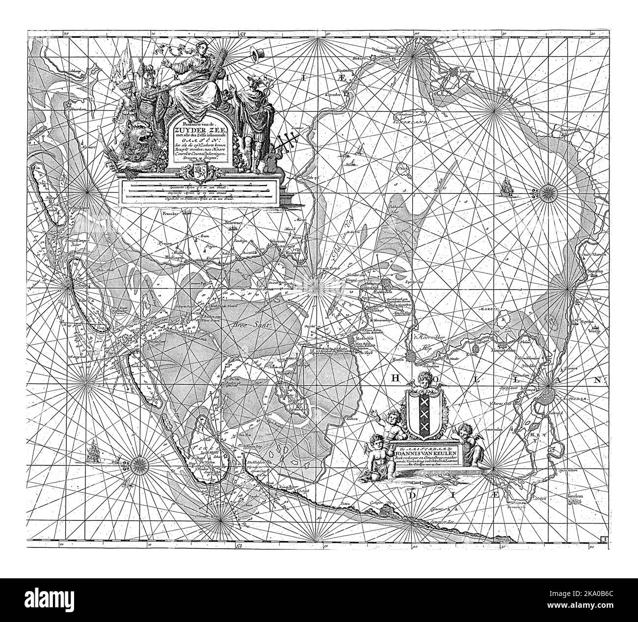 Map of the Zuiderzee and the Waddenzee, with all sandbanks and depths ...
