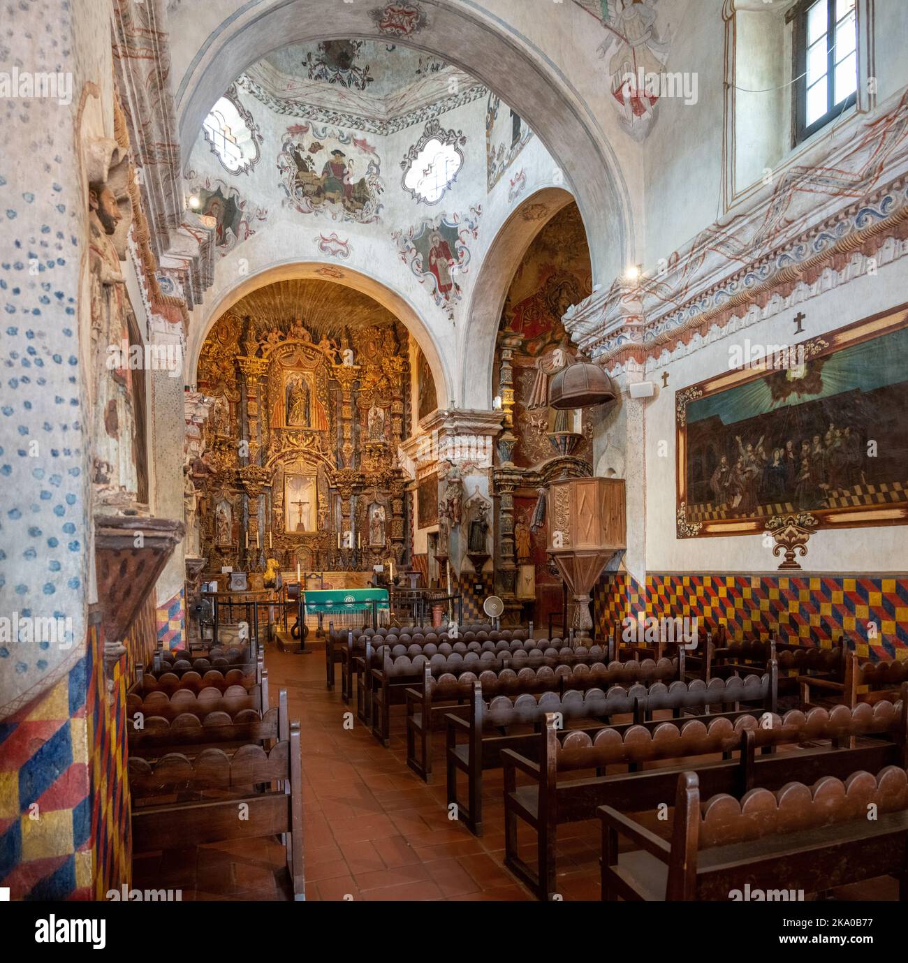 The interior of the San Xavier del Bac Mission in Tucson, Arizona Stock ...