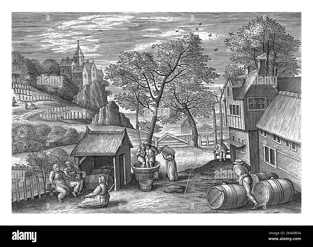 Autumn landscape with autumn scenes. October is wine month. In the ...