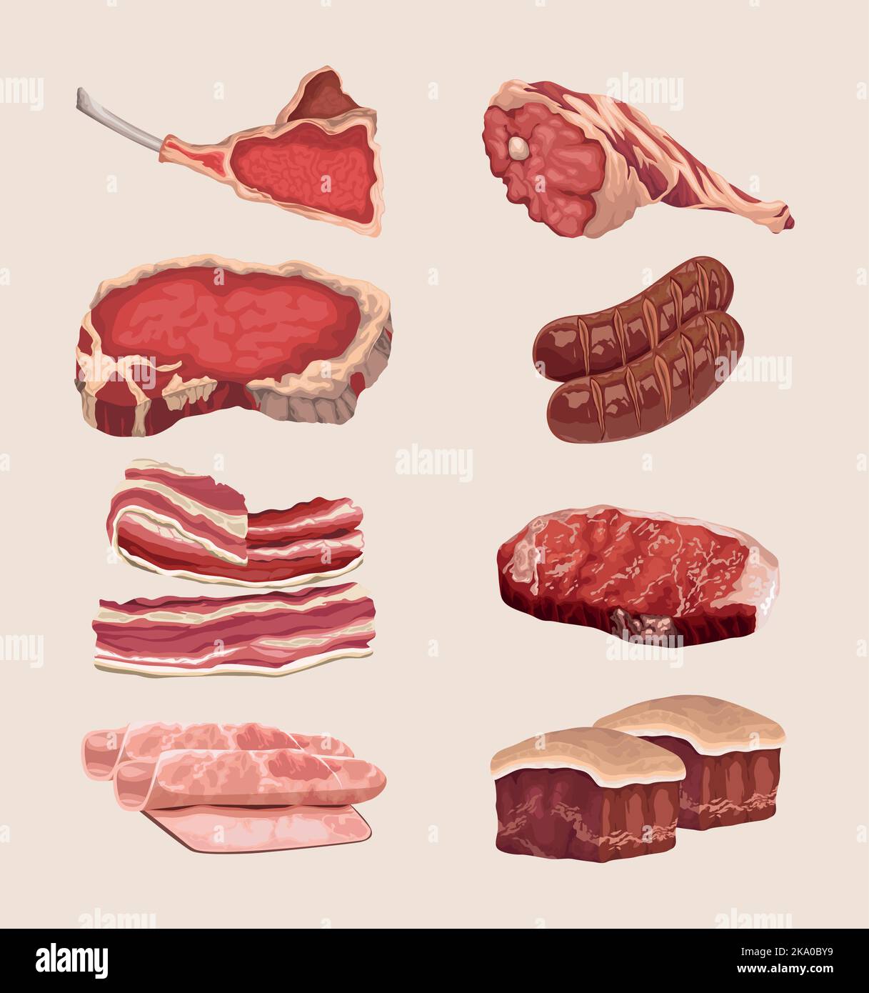 eight meat differents cuts Stock Vector Image & Art - Alamy
