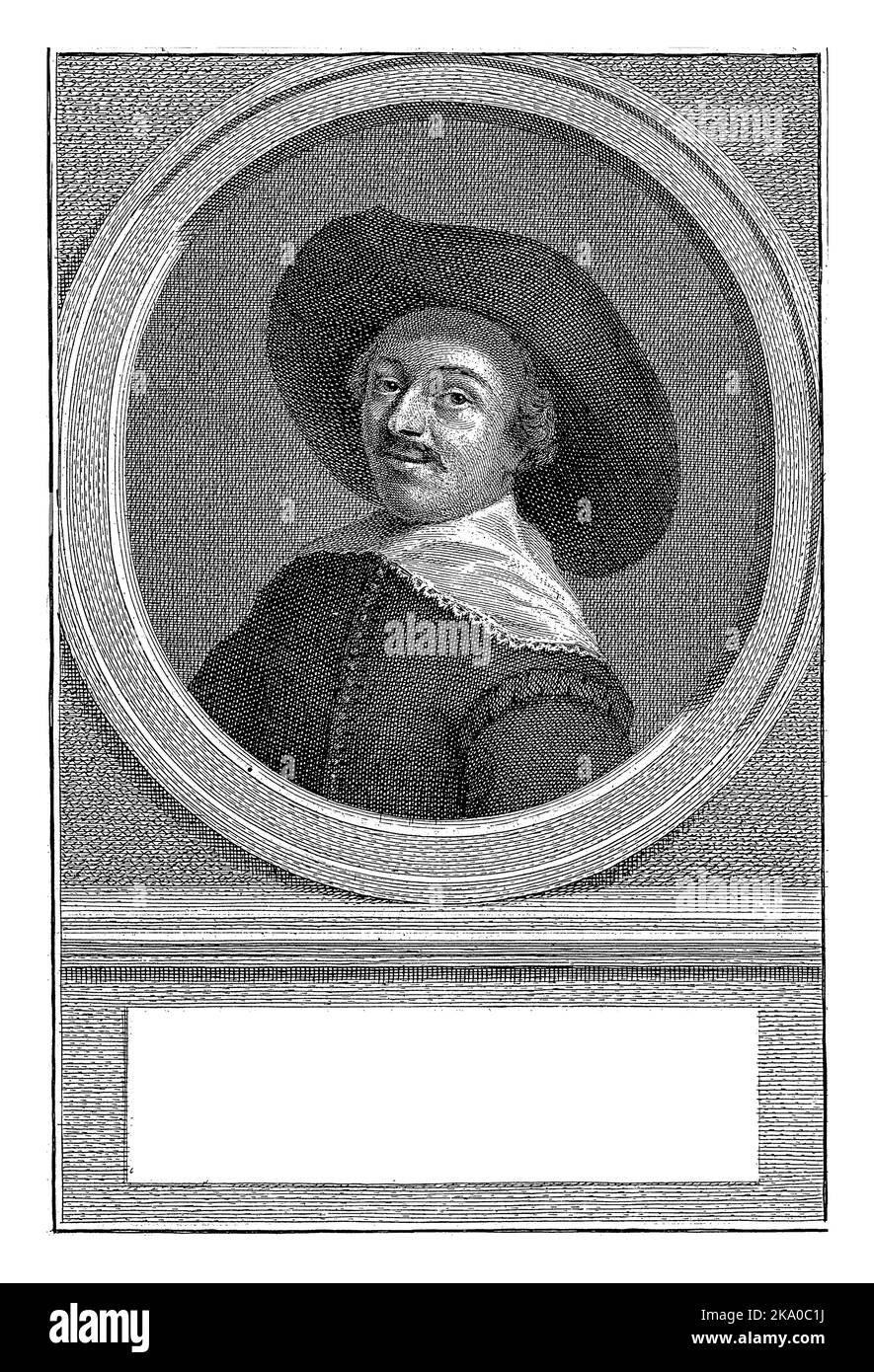 Bust to the left of Jan van der Heyden in an oval. The portrait rests ...