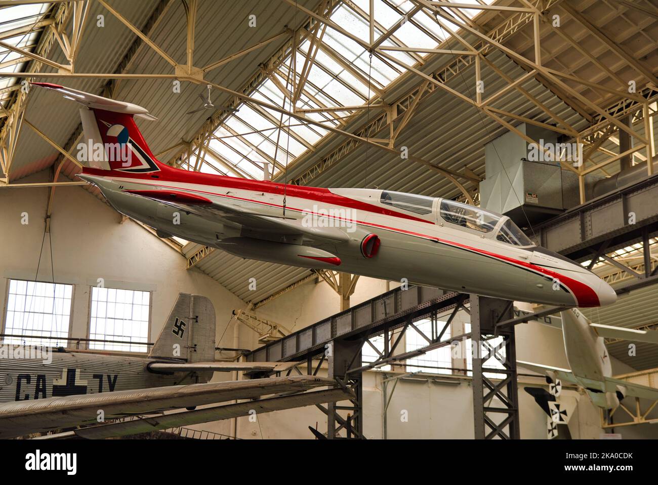SPEYER, GERMANY - OCTOBER 2022: white red Aero L-29 Delf n military ...