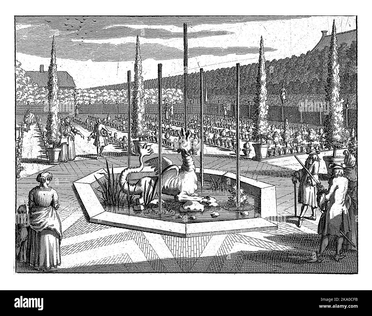 Fountain in castle garden Black and White Stock Photos & Images - Alamy