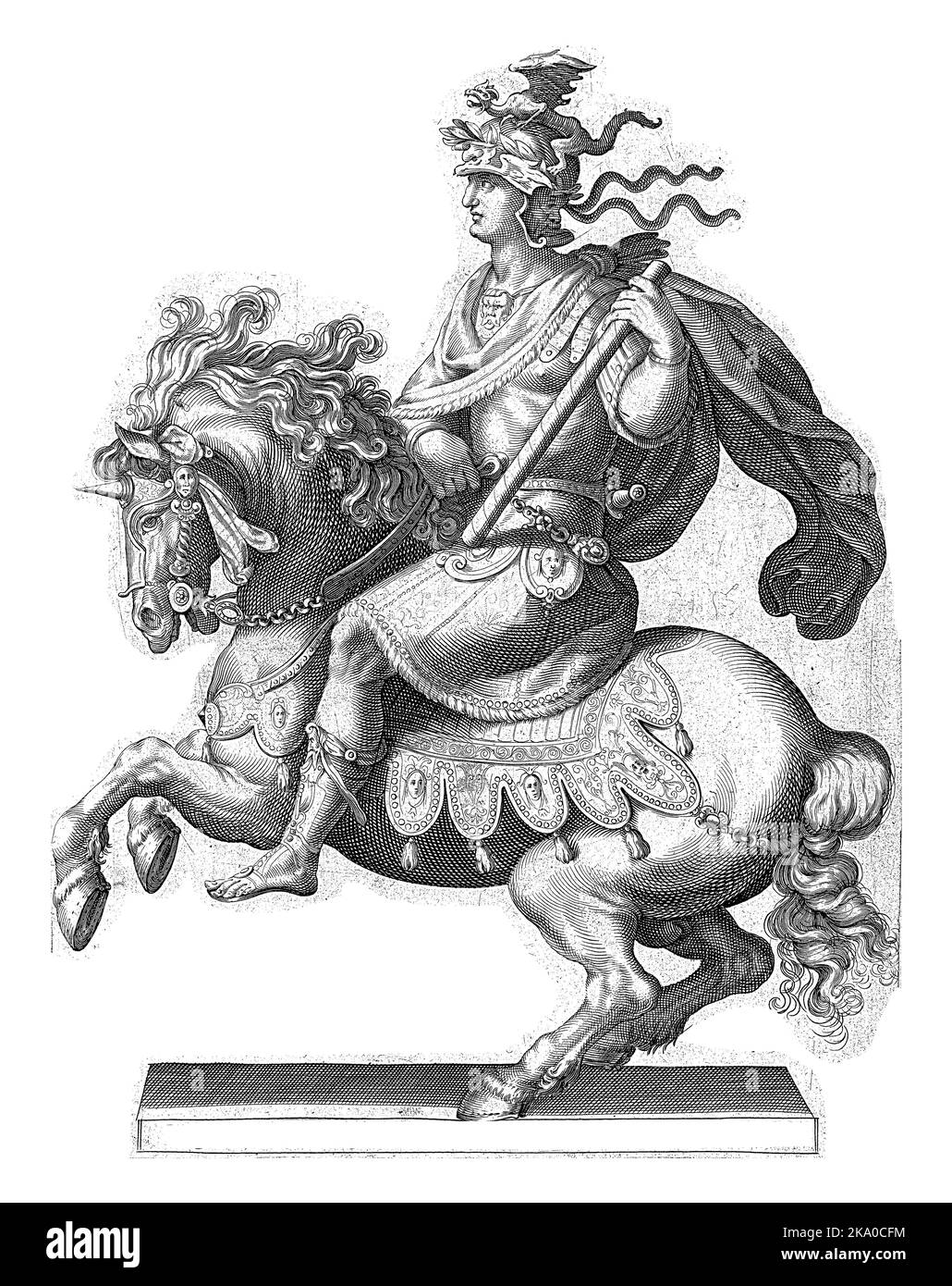 Emperor Otho on horseback, in profile depicted with command staff in ...