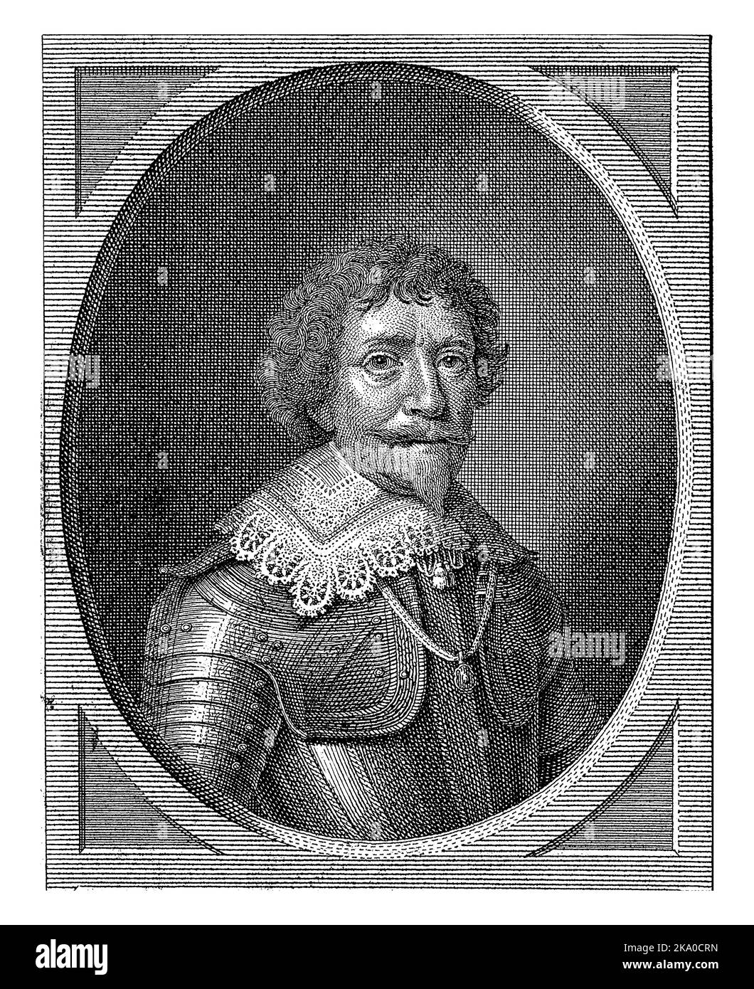 Portrait of Frederik Hendrik in an oval. His name in a box Stock Photo ...