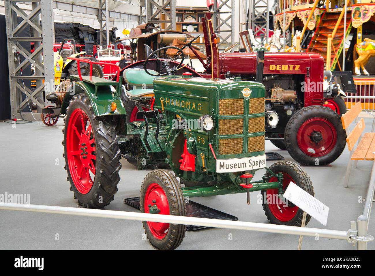 SPEYER, GERMANY - OCTOBER 2022: green red HANOMAG R 16 B 1952 retro ...