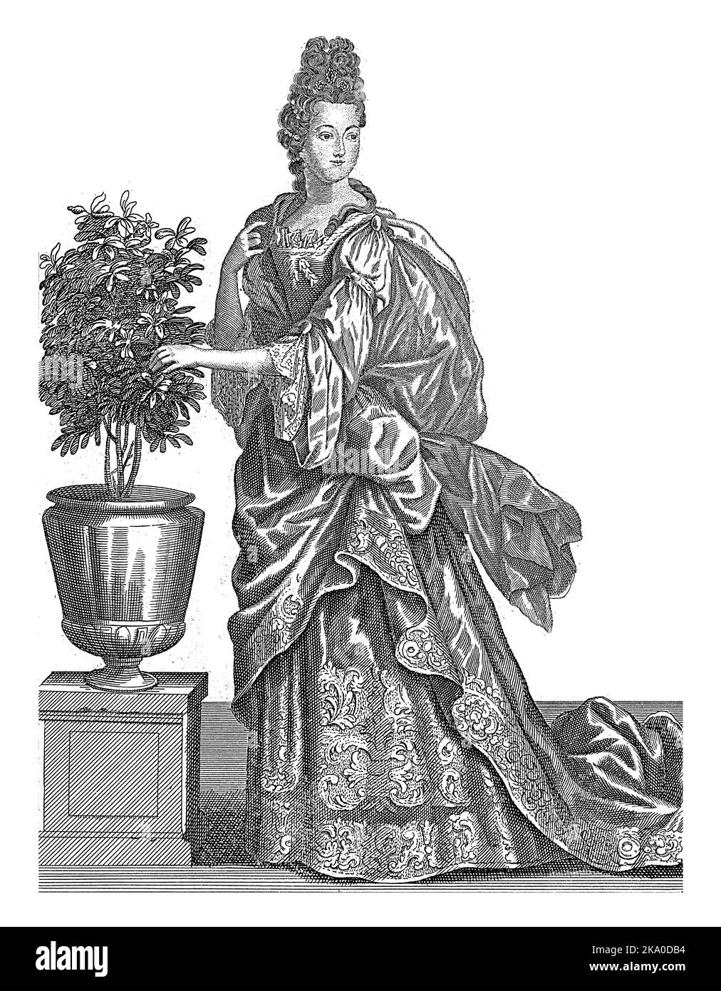 Duchess of Chartres, Standing by a Plant, Gerard Valck, 1694 - 1715 ...