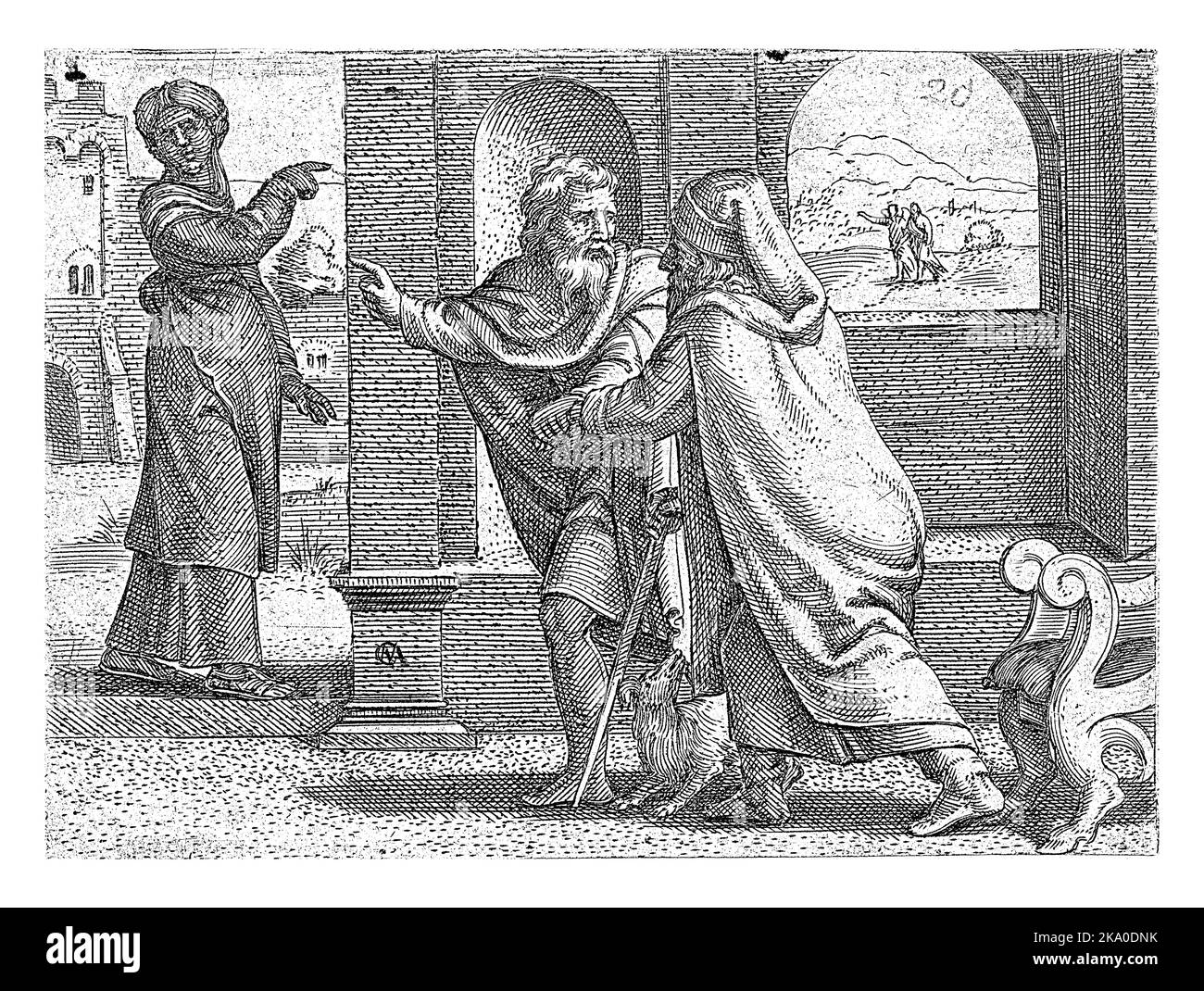 Anna points to Tobias and the angel, who are approaching. A man leads ...