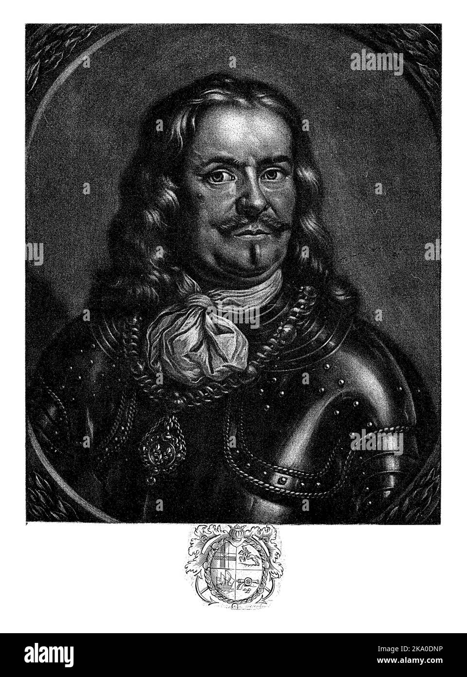 Admiral Michiel Adriaansz. de Ruyter in a suit of armor with a chain ...
