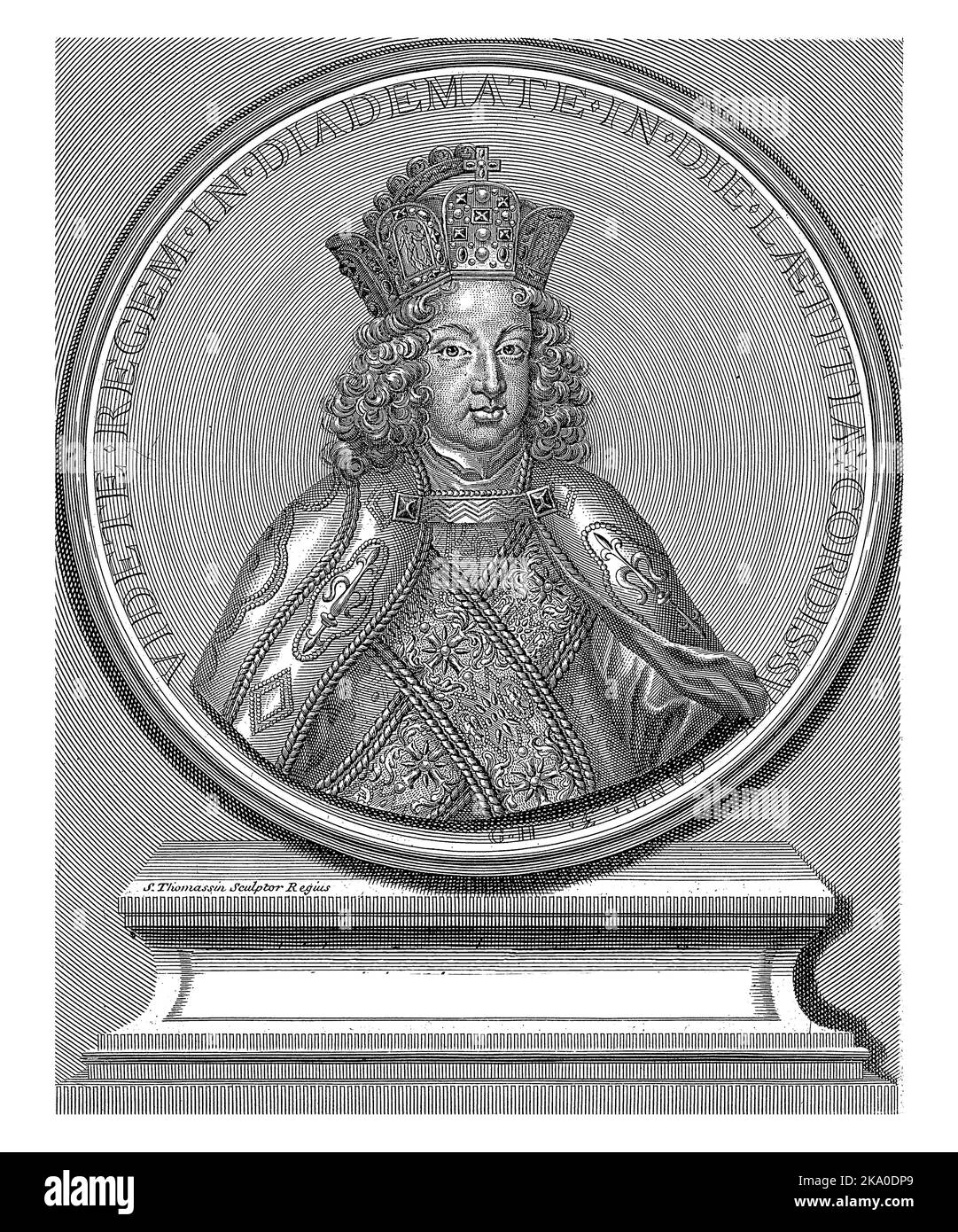 Portrait of a Crowned Emperor Joseph I on a Medal, Simon Thomassin ...