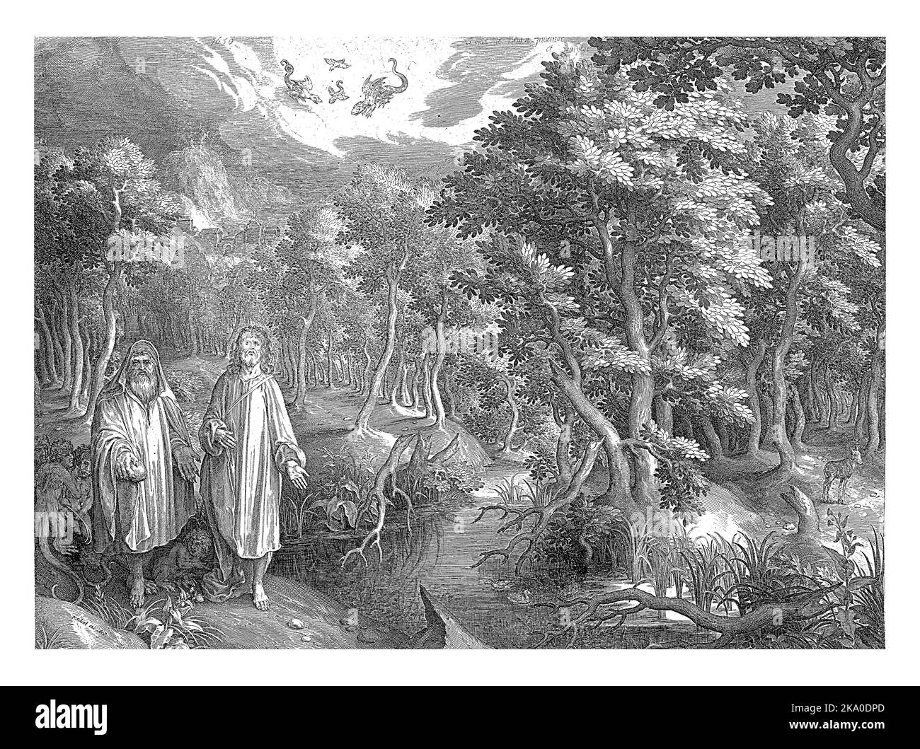 Temptation of Christ in the Desert, Nicolaes de Bruyn, 1650 A devil ...