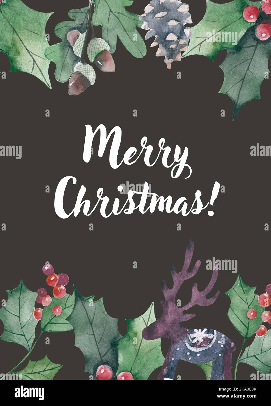 Scandinavian Merry Christmas, happy new year postcard winter ...