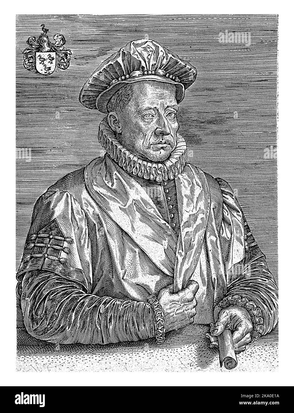 Portrait of Philippus Nutius (Nuyts), aged 52, Johannes Wierix, 1579 He ...