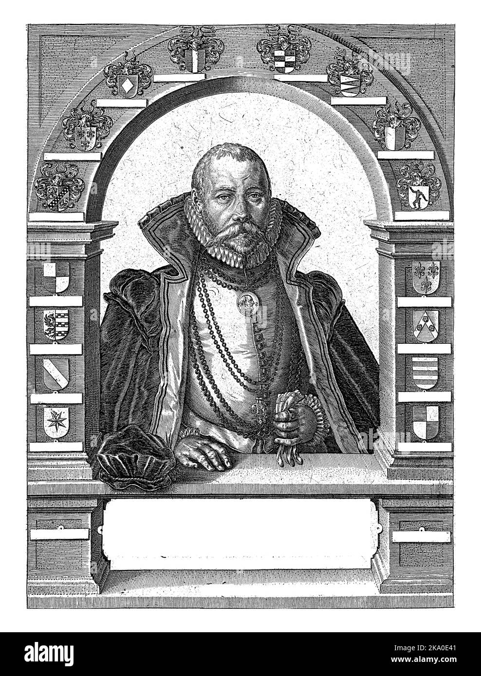 Tycho Brahe At The Age Of Forty Half Length Seen From The Front In An Arched Alcove Dressed