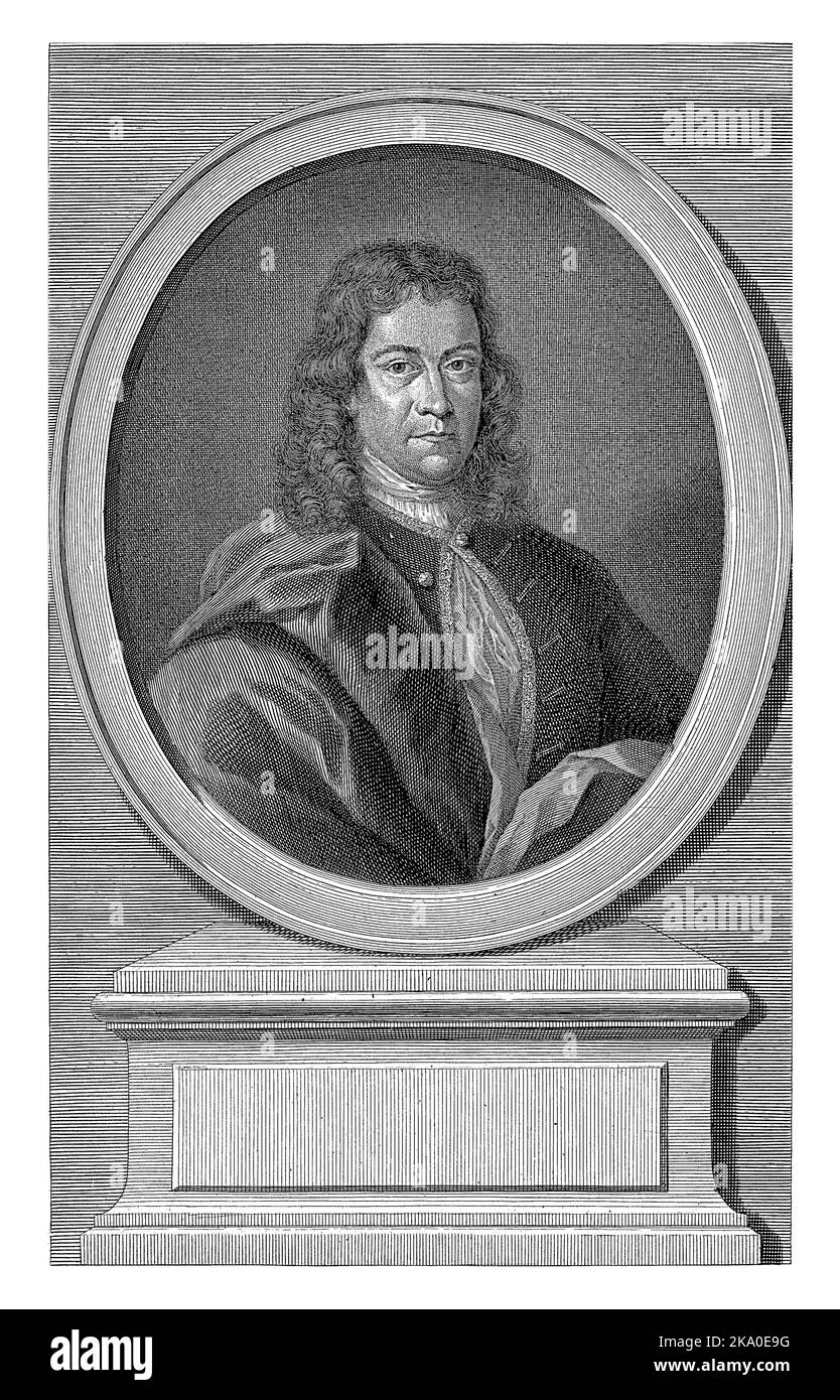 Portrait of Peter Kolb, Jacob Houbraken, 1708 - 1780 Bust to the right ...