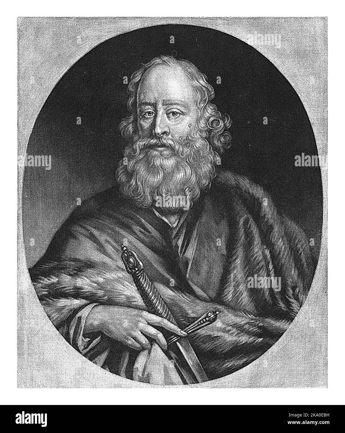 The playwright Thomas Killigrew with a sword in his hand Stock Photo ...