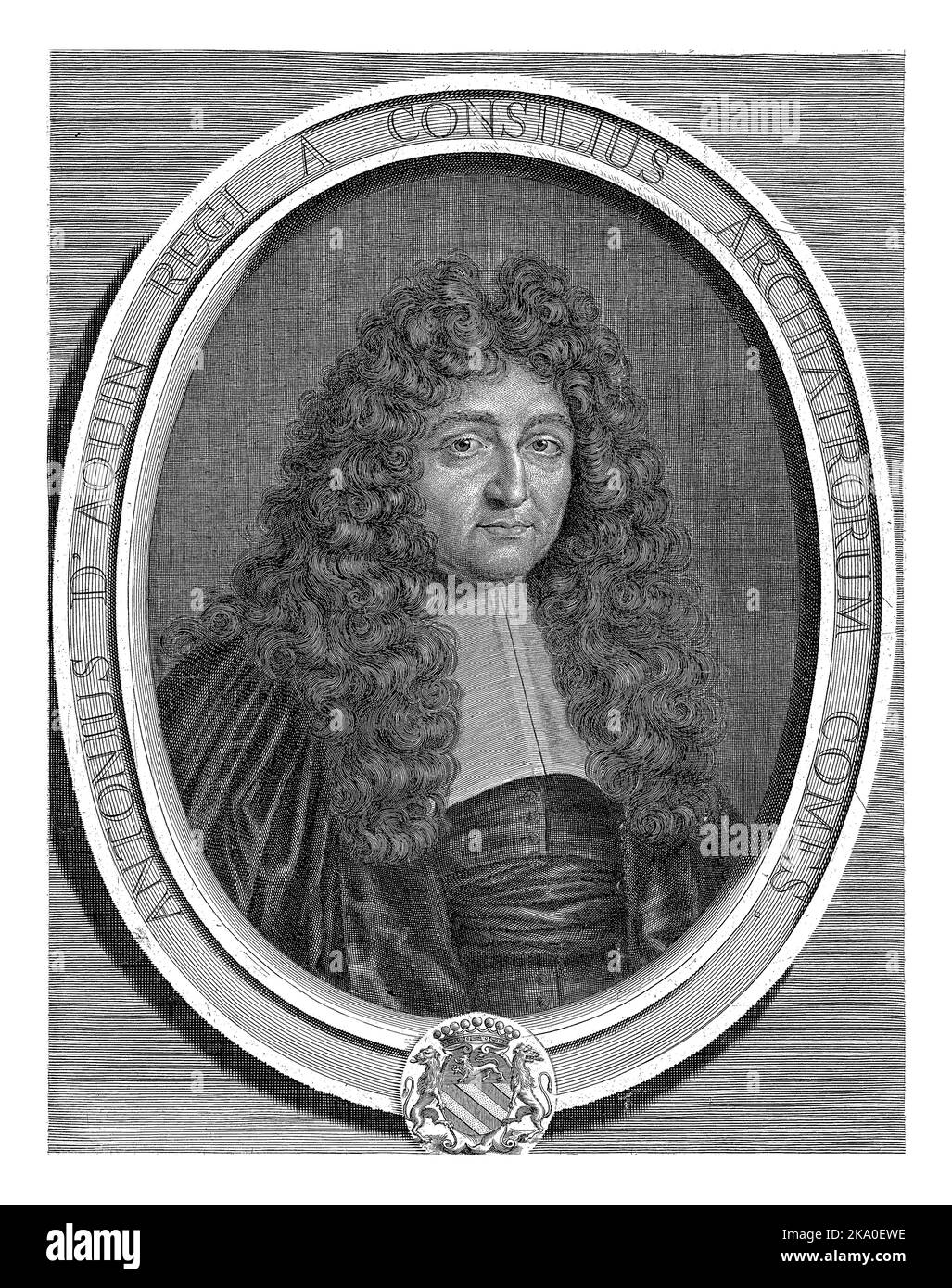 Portrait of Anthony d'Aquin in gown. In the edge lettering of the frame ...