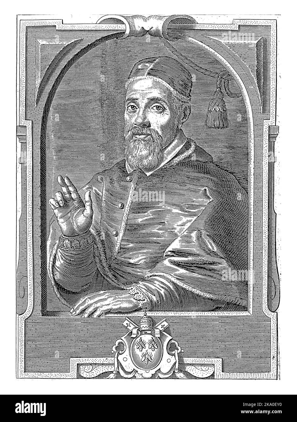 Bust portrait of Pope Urban VIII at the age of 71, with camauro. With ...