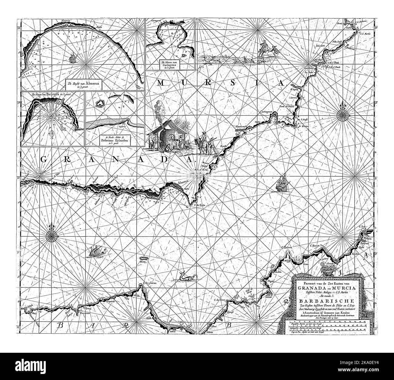 Nautical chart of the Mediterranean coast of Spain and Morocco, with ...