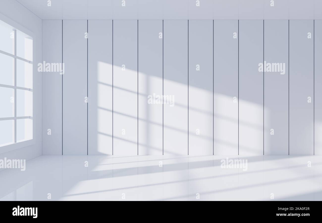 White empty room with light and shadow, Interior geometry scene, 3d ...