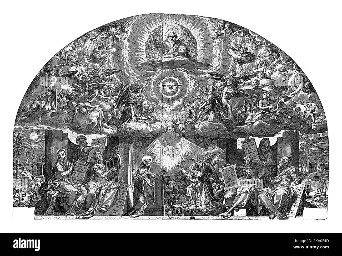 In the middle the proclamation to Mary. To the left Moses, the prophet ...