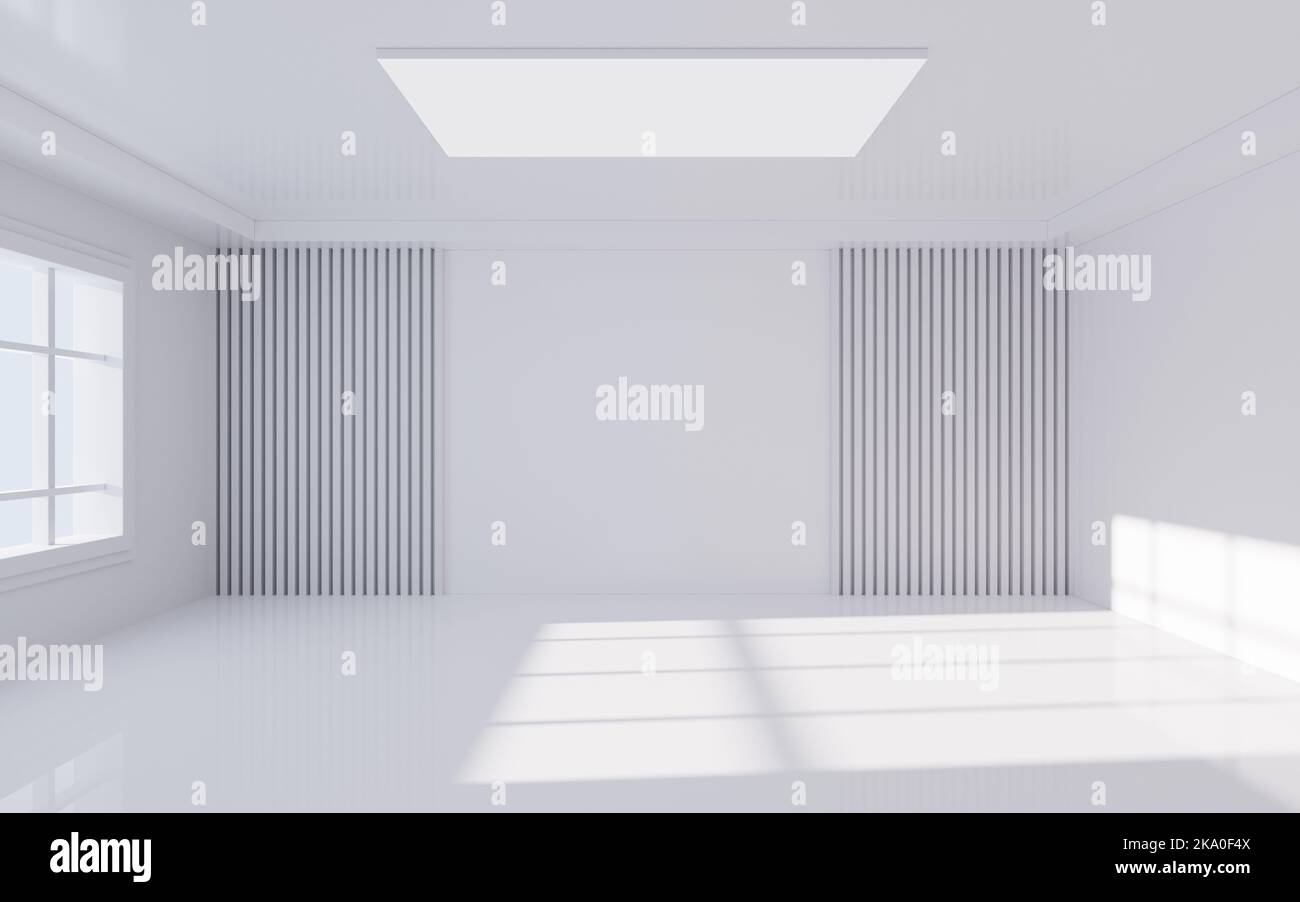White empty room with light and shadow, Interior geometry scene, 3d ...