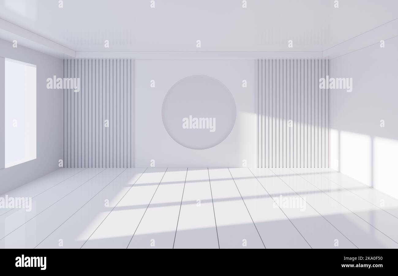 White empty room with light and shadow, Interior geometry scene, 3d ...