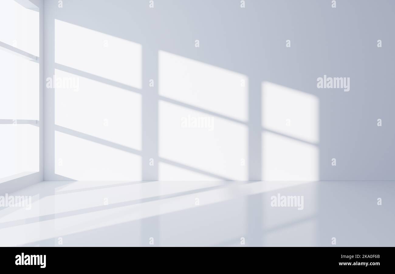White empty room with light and shadow, Interior geometry scene, 3d ...